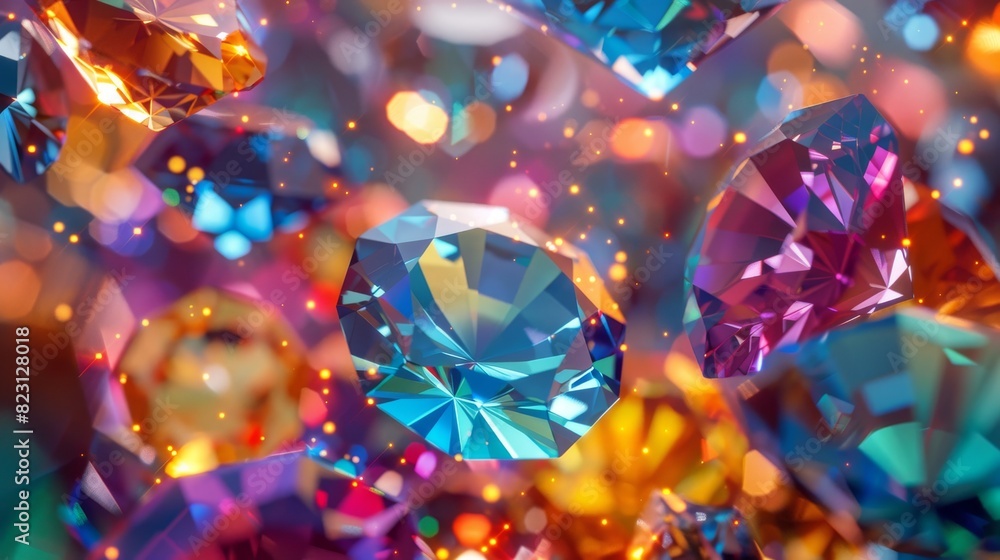 4K video, 3D render, abstract vertical animation with falling gemstones ...