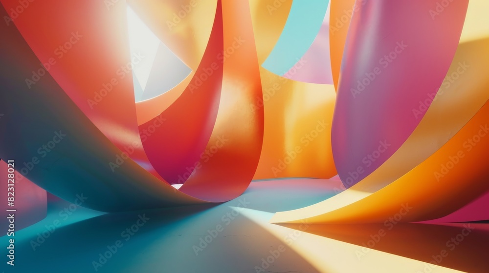A minimalist animation with rotating shapes in colors, in 3D, and in 4K ...