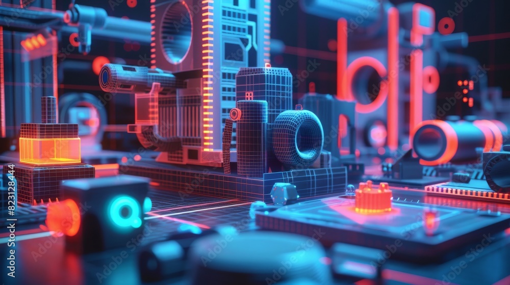 An illustration set about 3D printing, filament, G-code, modeling ...