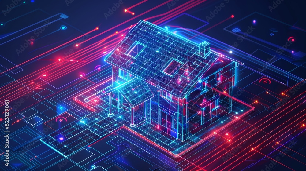 Home security system with 3D house plan x-rays. Home protection ...