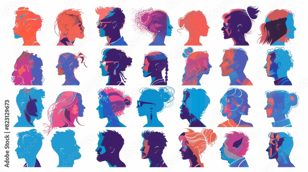 Mind behavior mental models line art flat modern set. Male and female ...