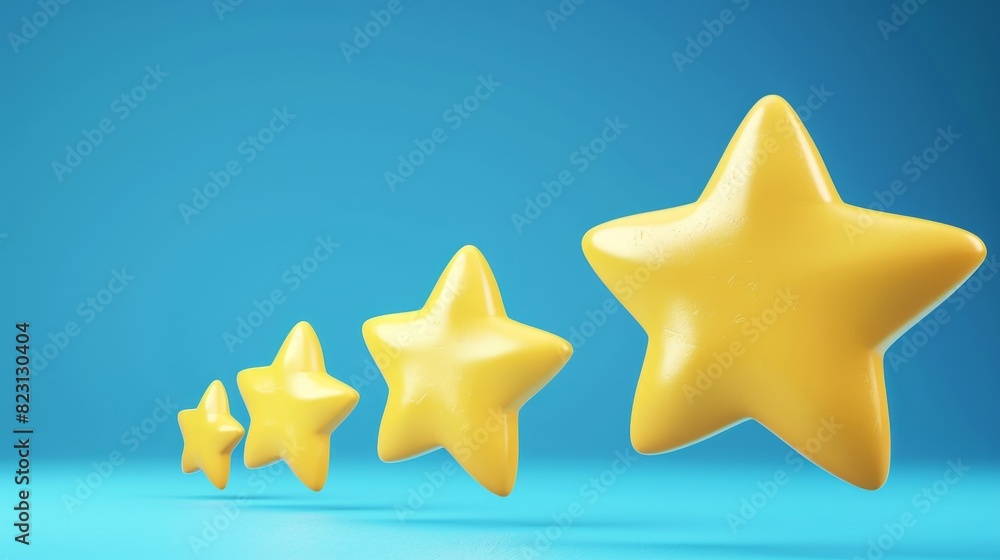 Feedback background with five gold stars and hand clicking on ...