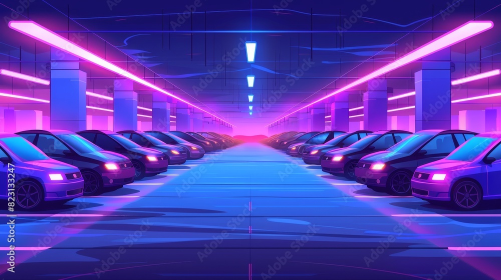 City street car park lot modern illustration. Free parking spot for ...