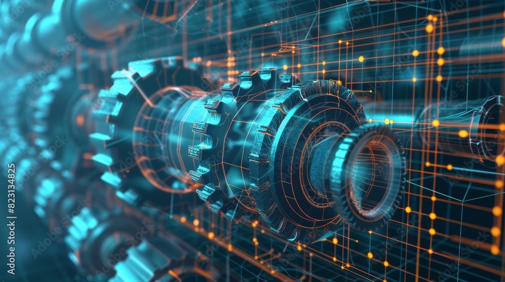 CAD drawing of abstract detail. Engineering of parts in digital ...