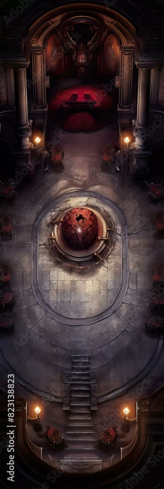 DnD Battlemap "Terrifiant spectacle nocturne dans une salle abandonnée ...