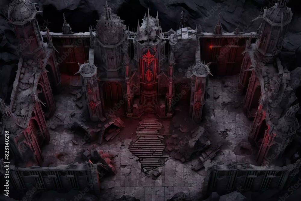 DnD Battlemap A dark castle in a demonic realm. Stock Illustration ...