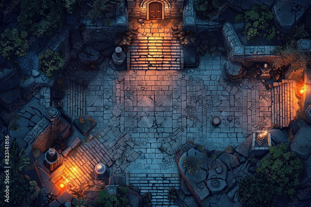 DnD Battlemap Crypt Entrance Battlemap: Stone stairs lead to ominous ...