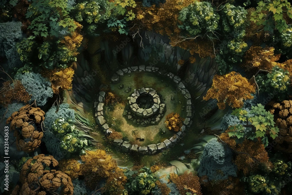 DnD Battlemap Druid Circle Battlemap - Enchanted forest clearing. Stock ...