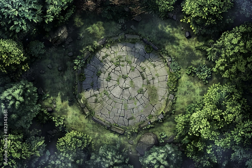 DnD Battlemap Druid Circle, mystical forest clearing for magical ...