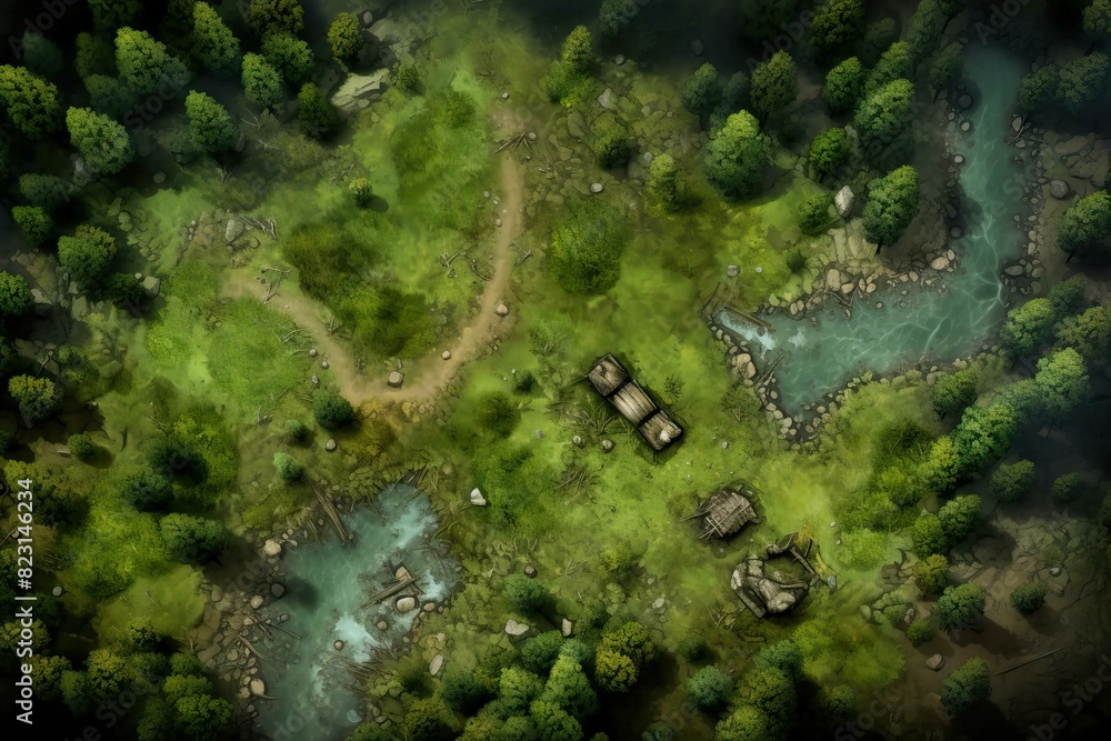 DnD Battlemap Fantasy Forest Battlemap Summary: A detailed map of a ...