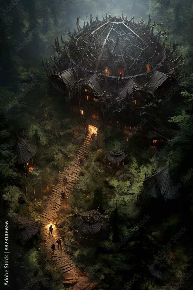 DnD Battlemap Spider-infested forest in heroic fantasy style. Stock ...