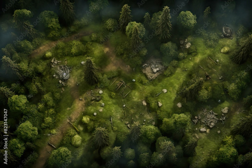 DnD Battlemap Forest battlemap - Dense environment for war simulation ...