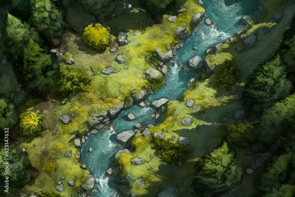 DnD Battlemap Forest Clearing: A lush sunlit glade with vibrant green ...