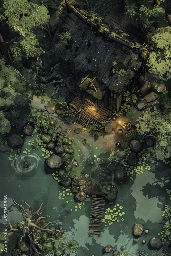 DnD Battlemap Hags' Hut in Swamp. Stock Photo | Adobe Stock DnD Battlemap Hags' Hut in Swamp. Stock Photo | Adobe Stock