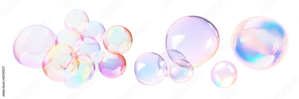 Bubble transparent effect png element set on transparent background ...