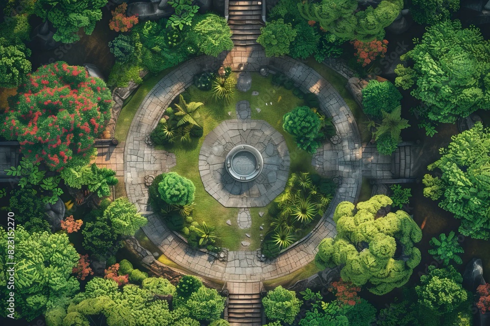 DnD Battlemap Monastery garden character-packed battlemap. Stock イラスト ...