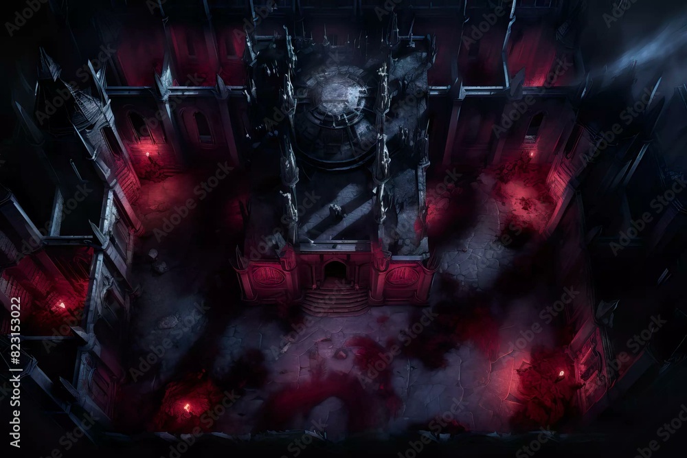 DnD Battlemap Dark Castle in a Demonic Realm. Stock Illustration ...