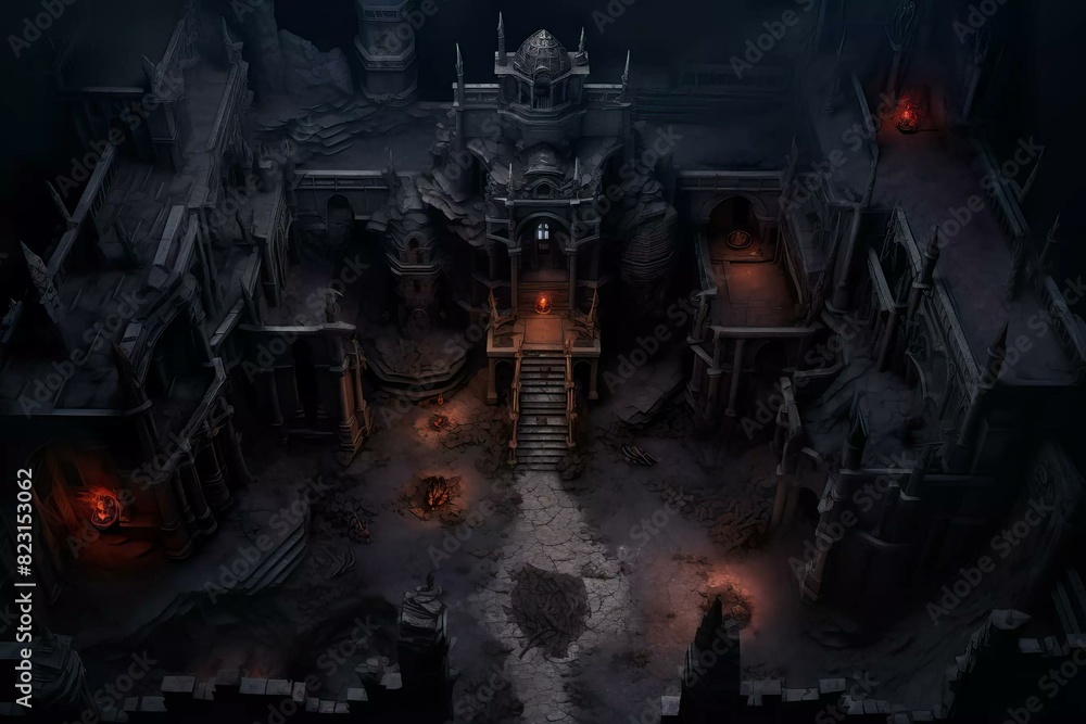 DnD Battlemap Dark Castle Surrounded by Demons. ilustración de Stock ...