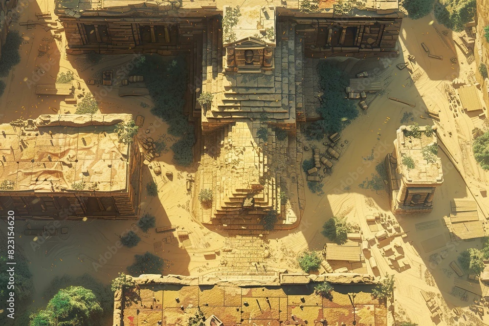 DnD Battlemap Sandstorm ruins - A dramatic sandstorm swirls around ...