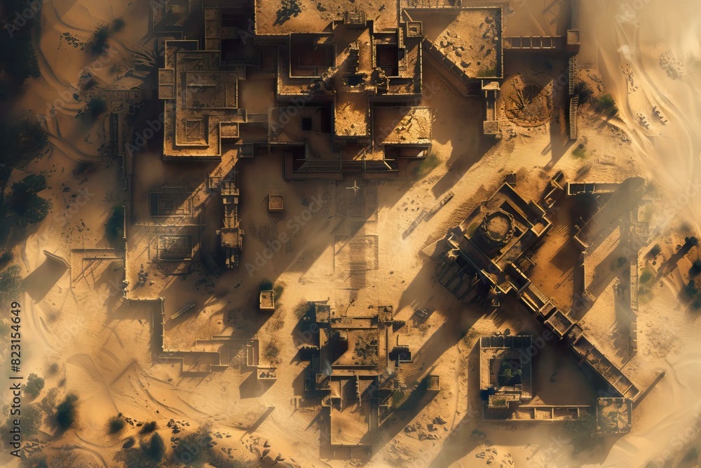 DnD Battlemap Sandstorm ruins battlemap: a wasteland scene. Stock ...