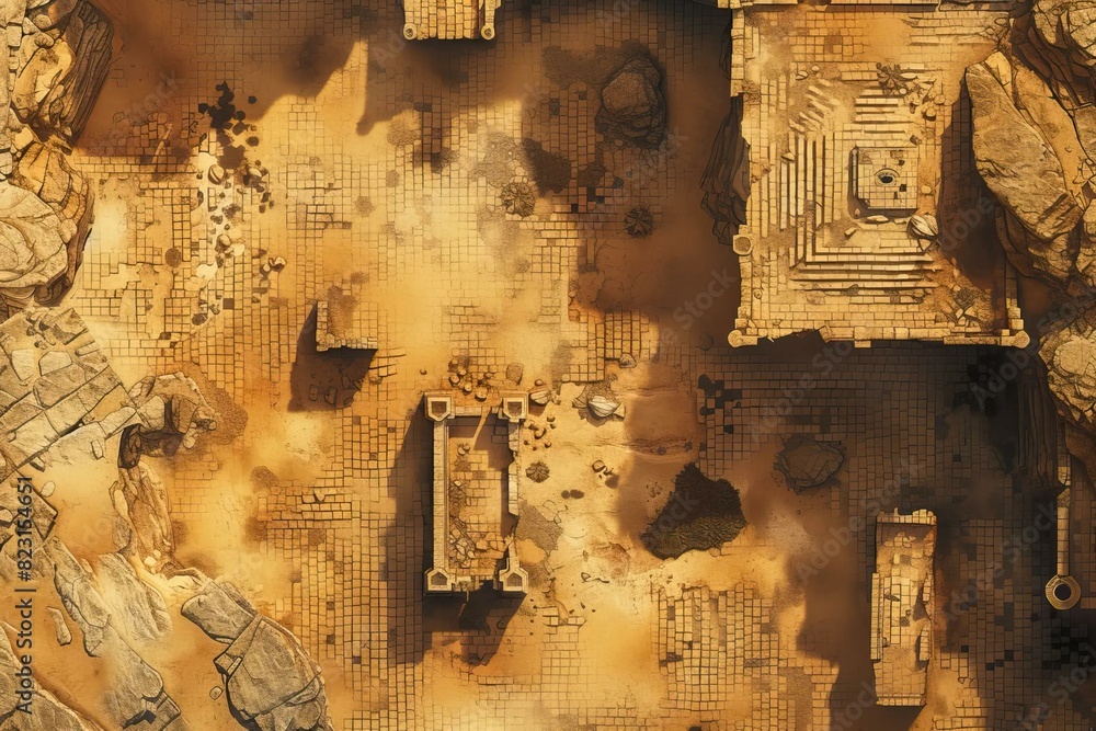 DnD Battlemap Sandstorm Ruins Battlemap: A desolate scene after a ...