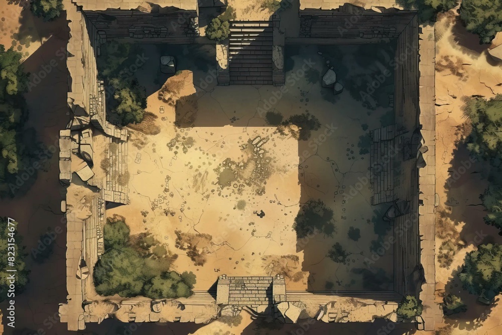DnD Battlemap Sandstorm ruins battlemap - A desert ruin under a ...