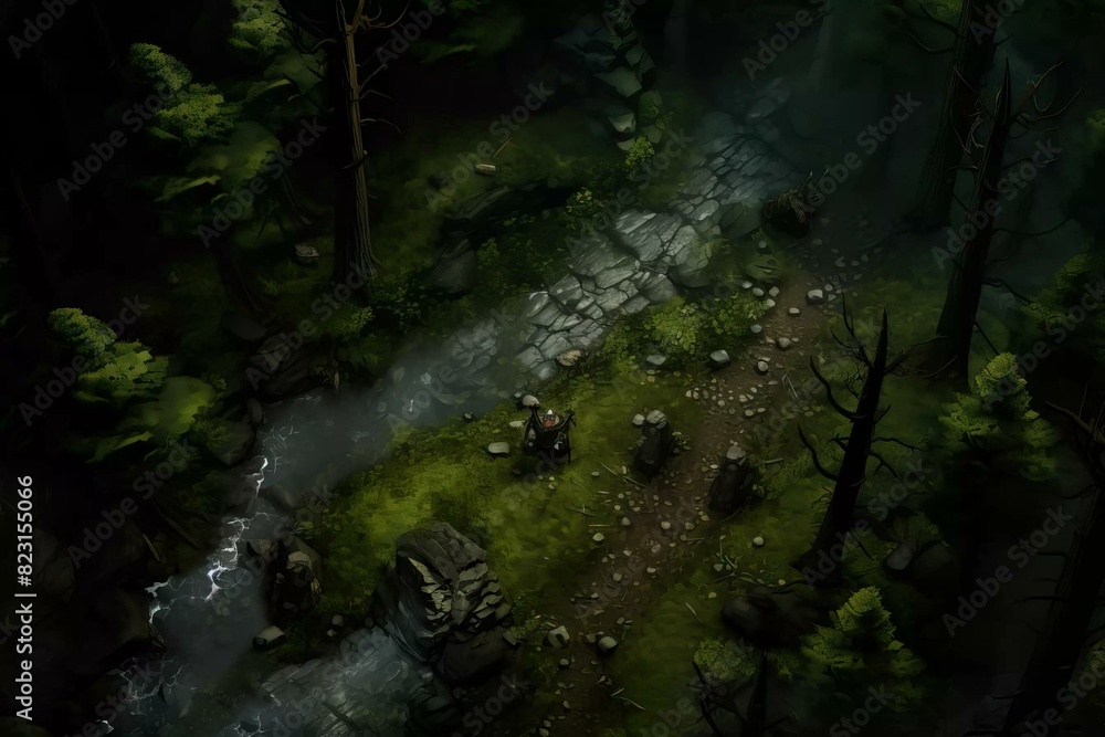 DnD Battlemap Shadowy Forest Clearing - A Secluded Spot. Deep in the ...