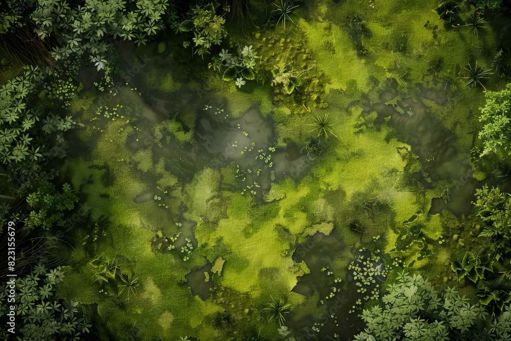 DnD Battlemap battlemap in toxic bog - Surrounded by greenery ...