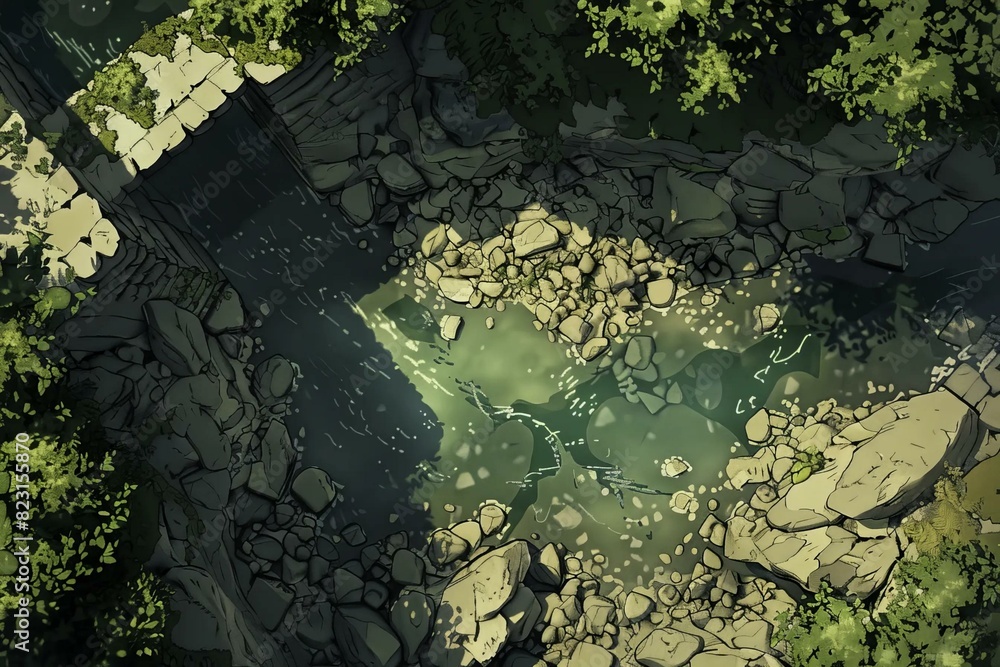 DnD Battlemap Underground river battle map for fantasy games ...