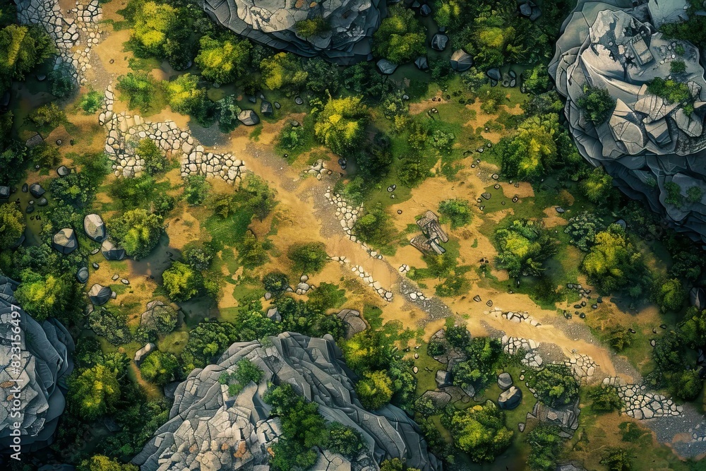 DnD Battlemap Windy Plateau Battlemap Landscape, 70 characters. Stock ...