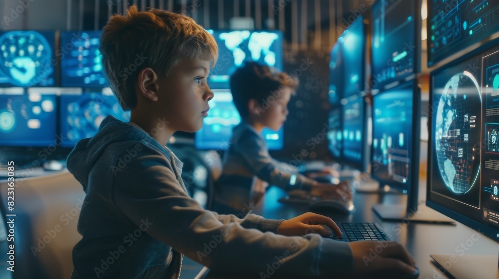 Schoolchildren Get Modern Education Working on Computers, Learning ...