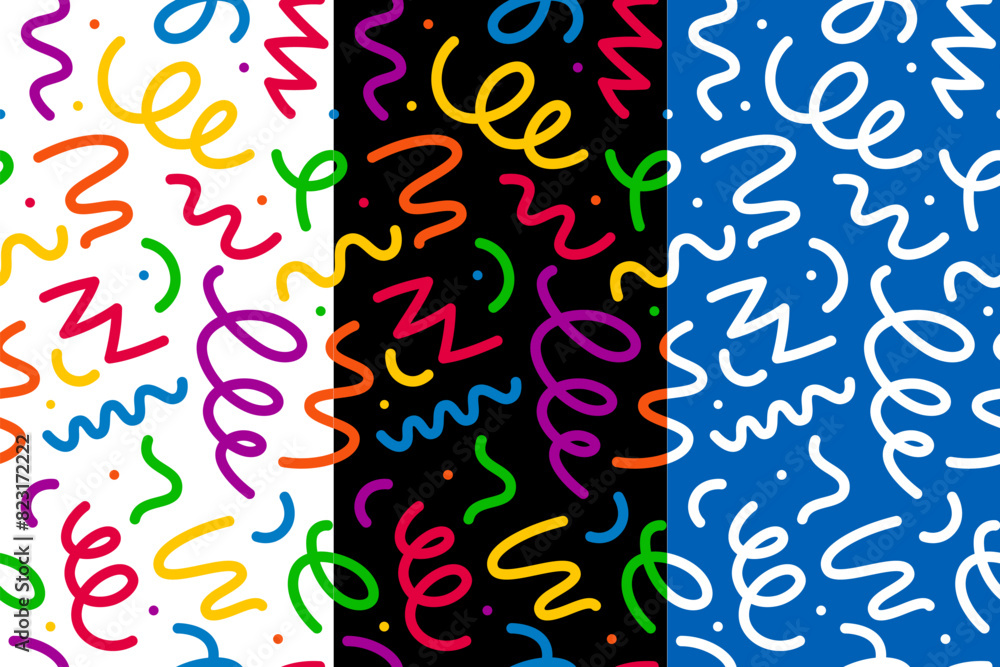 Squiggle line pattern. Vector vibrant, playful and colorful kids ...
