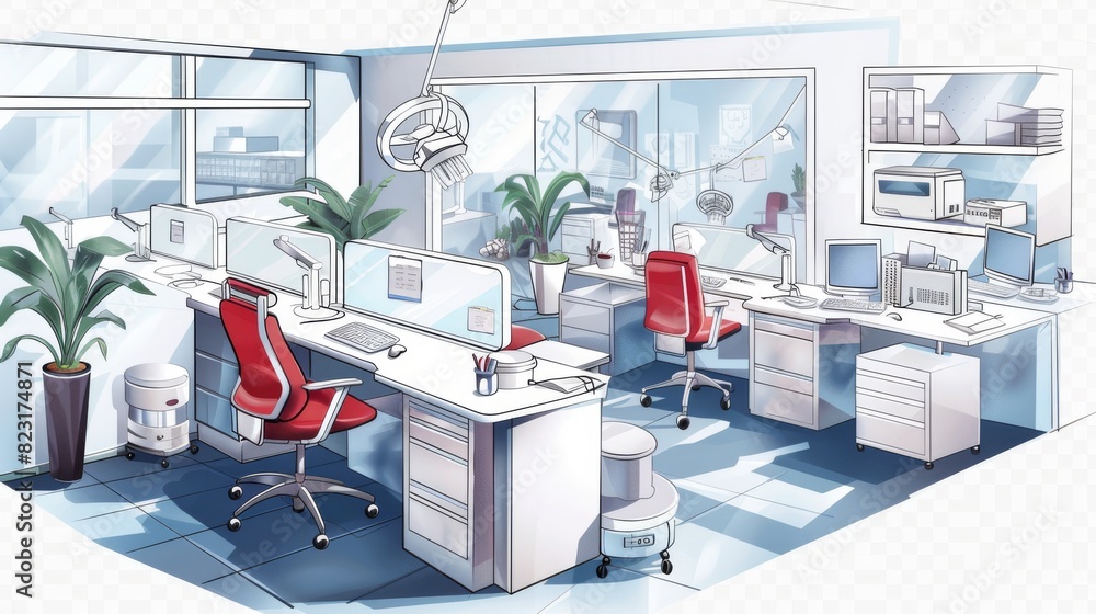 Office png sticker, laboratory architecture, transparent background ...