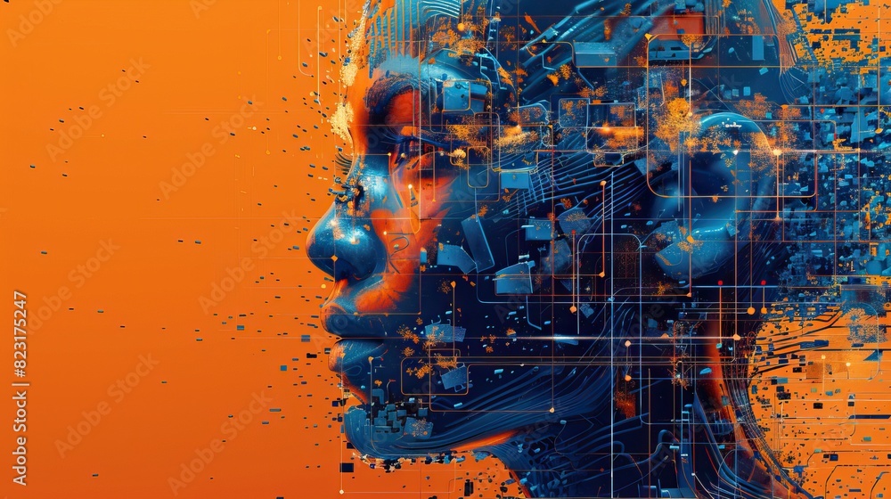 Artificial intelligence, futuristic digital technology human and robot ...