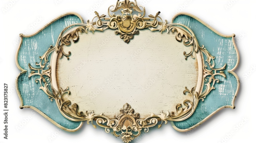 Label png with transparent background, blue frame, vintage paper label ...