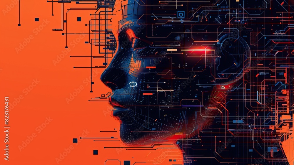 Artificial intelligence, futuristic digital technology human and robot ...