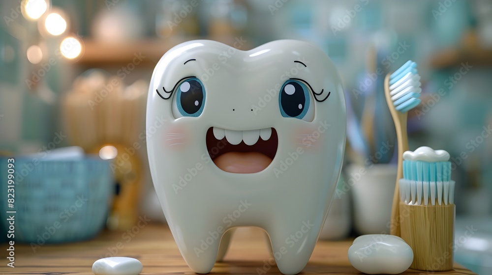 Cartoon Tooth Character Teaches Proper Brushing Techniques for a ...