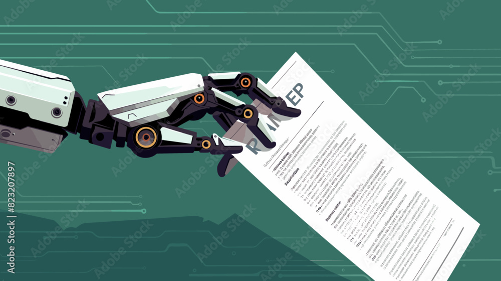 Robot Hand Holding Resume, Cyborg Job Seeker Presenting Curriculum ...