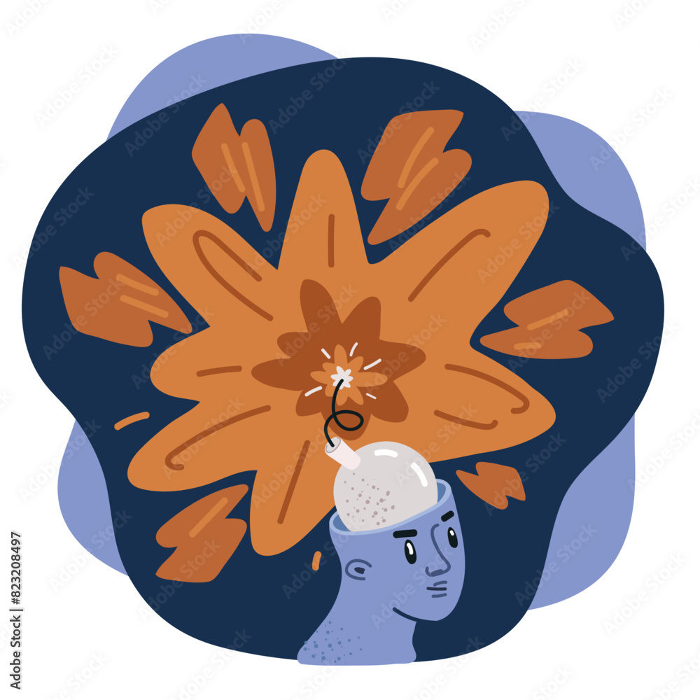 Cartoon vector illustration of Emotional stress, anger and impulsive ...