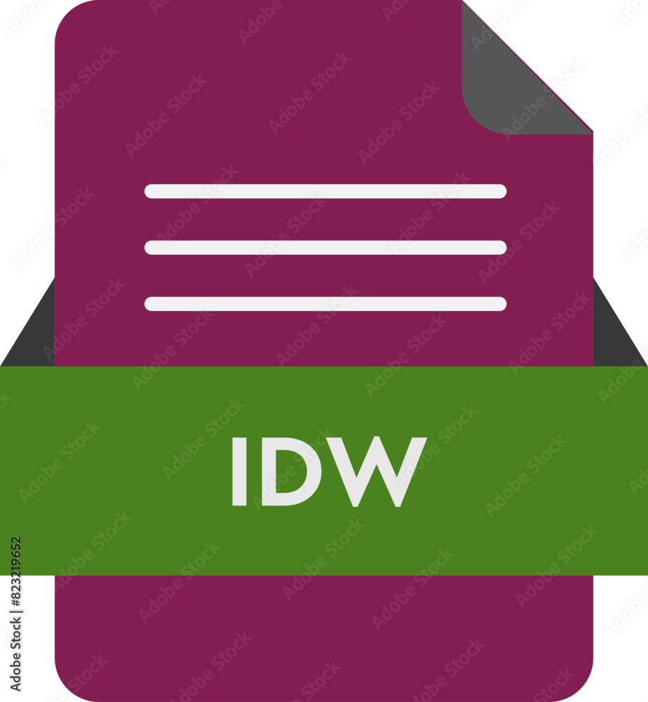 IDW File icon with Color and rounded corners and folded doc Stock ...