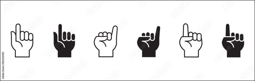 Little finger hand icon set. Number one sign. Pinky promise hand sign ...