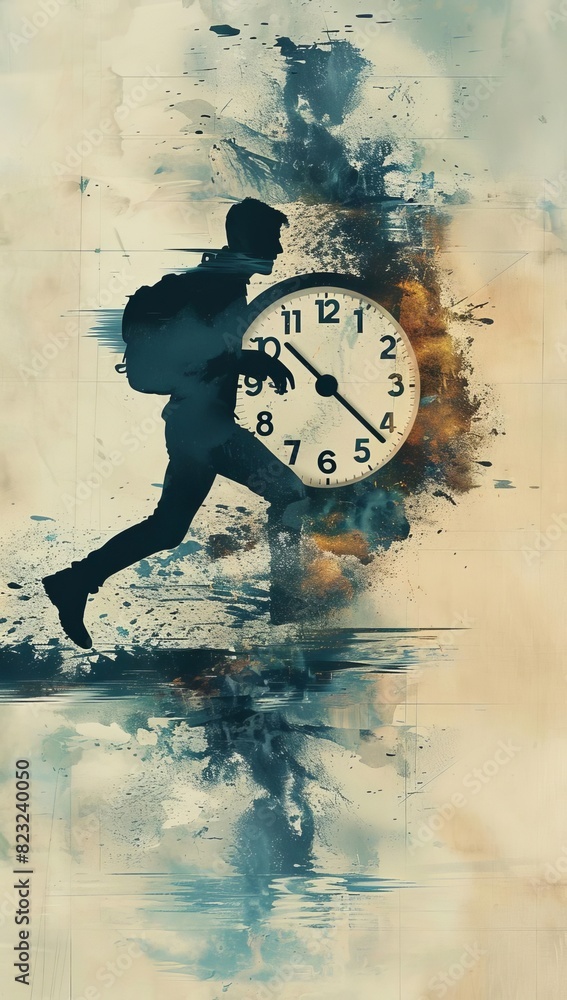 Running after time calendar sprint flat design side view days slipping ...