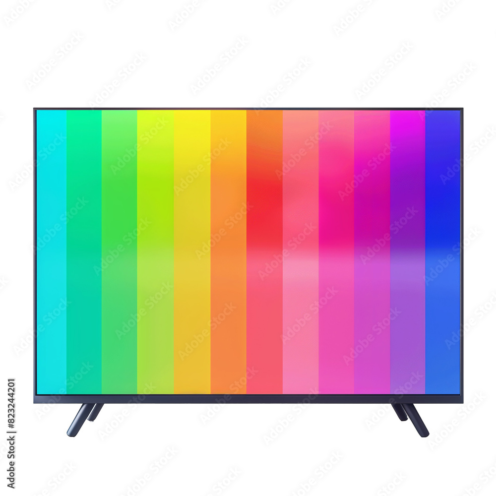 Modern flat screen TV displaying vibrant gradient colors, isolated on a ...