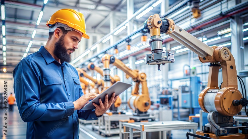 Manufacturing Engineer with IoT Devices: A manufacturing engineer ...