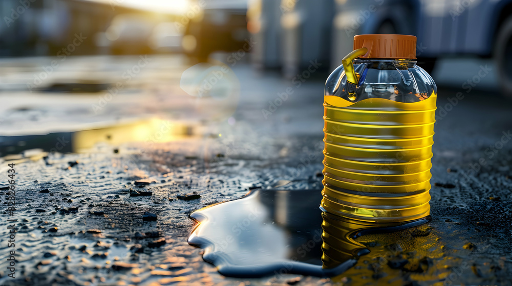 Car oil canister and check motor oil level icon 3d illustration. Engine ...