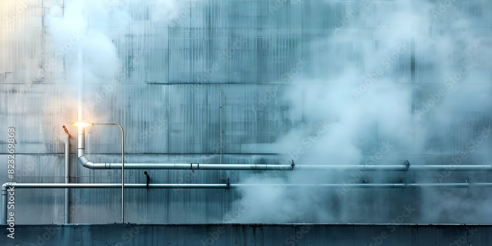 Steam pipes gleam against concrete wall in industrial setting. Concept ...