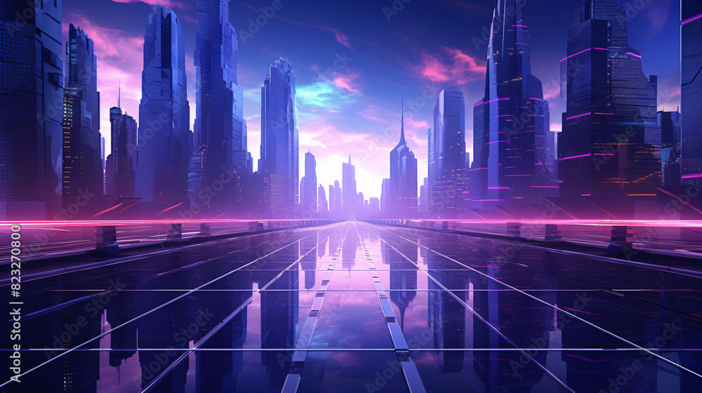 Cyberpunk city night scene, abstract technology city future PPT poster ...