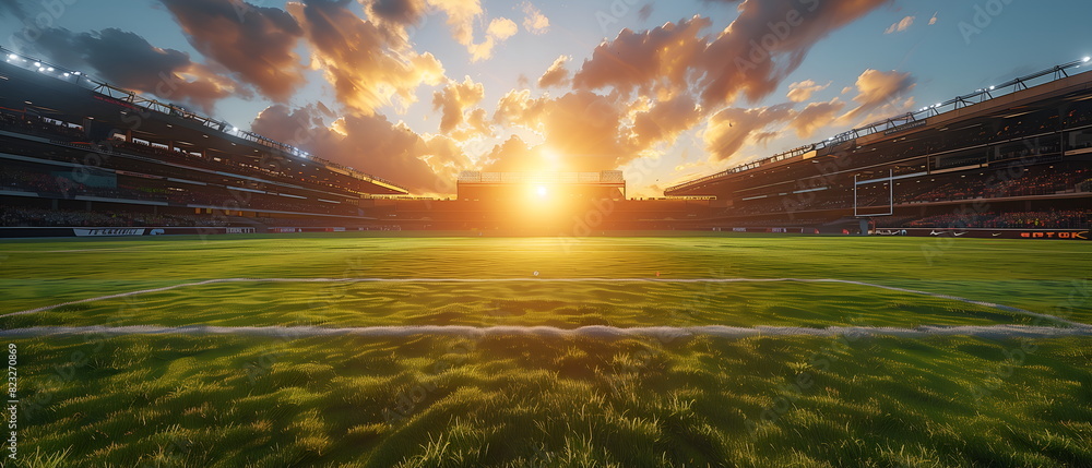 soccer field on green grass field under blue sky, football field ...