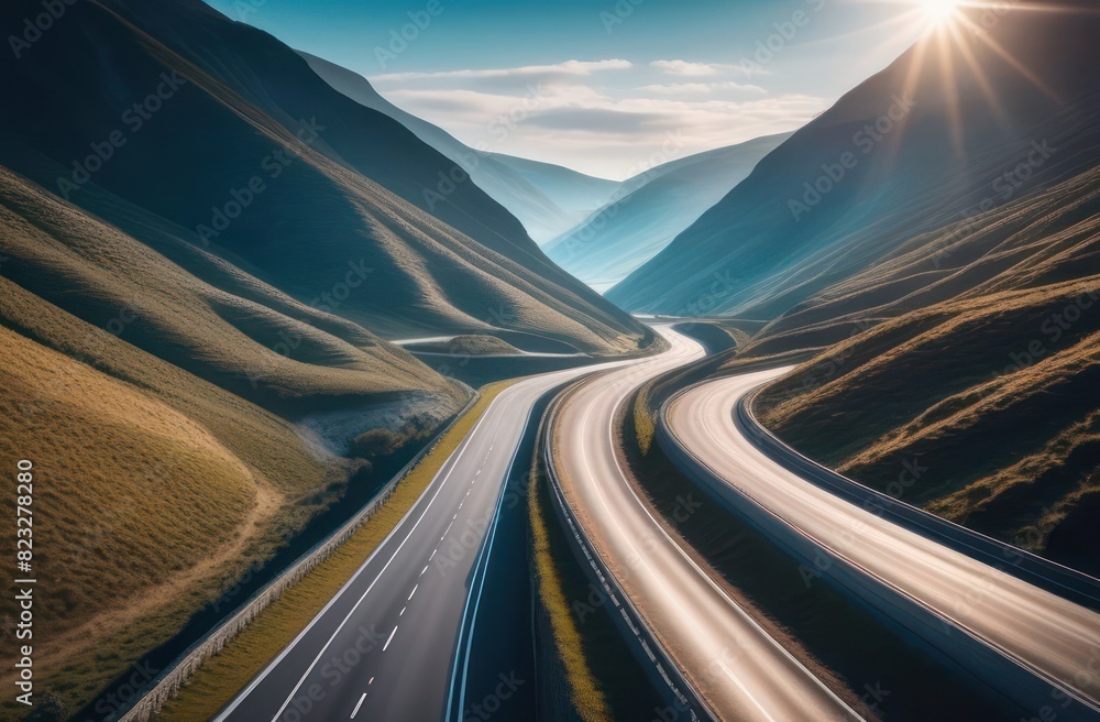 Abstract images of roads and routes that emphasize direction and ...