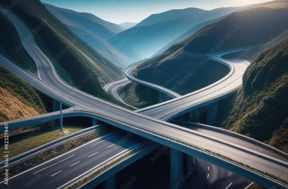 Abstract images of roads and routes that emphasize direction and ...